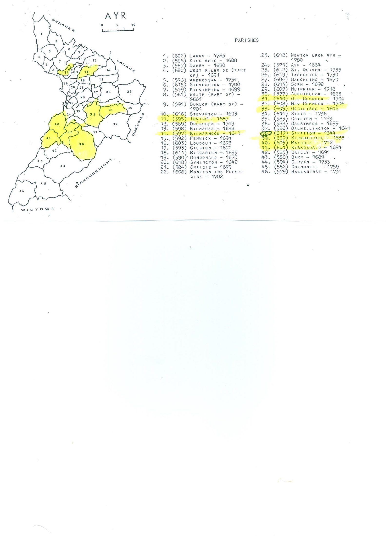 SCOTLAND MAP: Ayr Parishes | Gillespie Family History Library ...