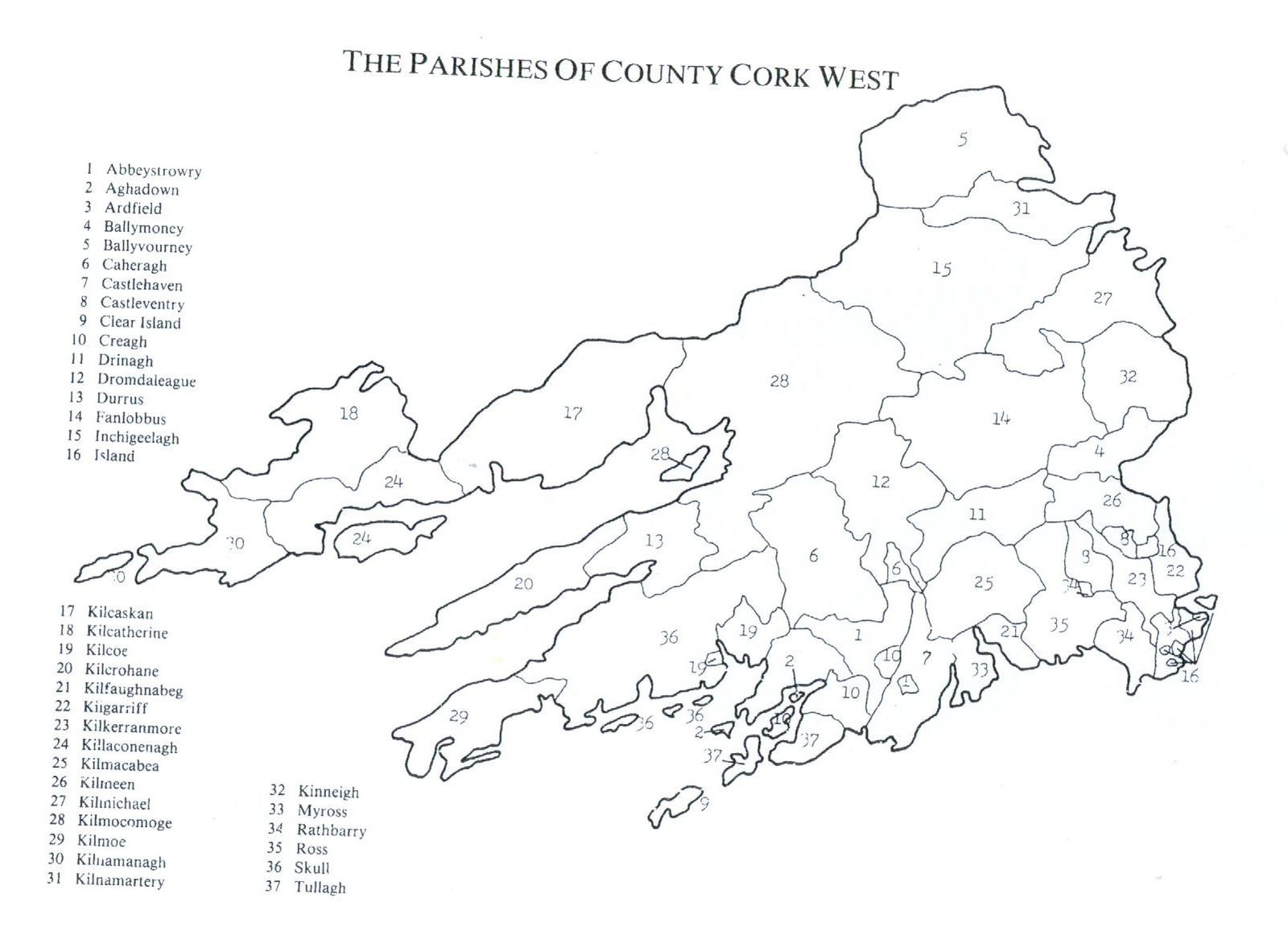 IRELAND MAP: Co Cork West Parishes | Gillespie Family History Library ...