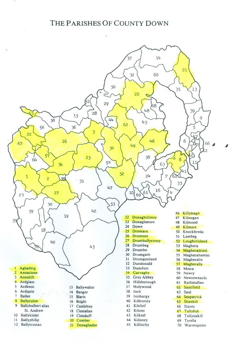 IRELAND MAP: Co Down Parishes | Gillespie Family History Library ...