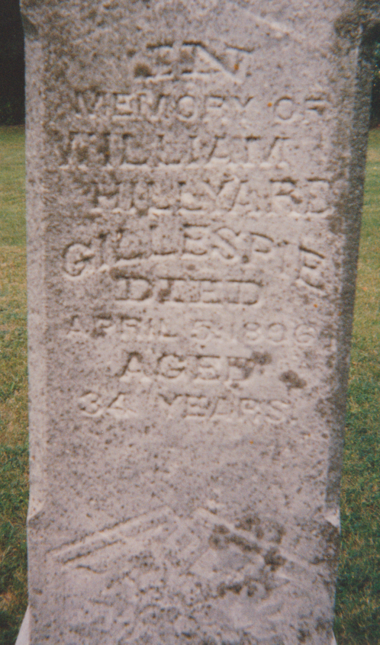 Ontario Tombstones: William Hillyard Gillespie, Northumberland Co ...