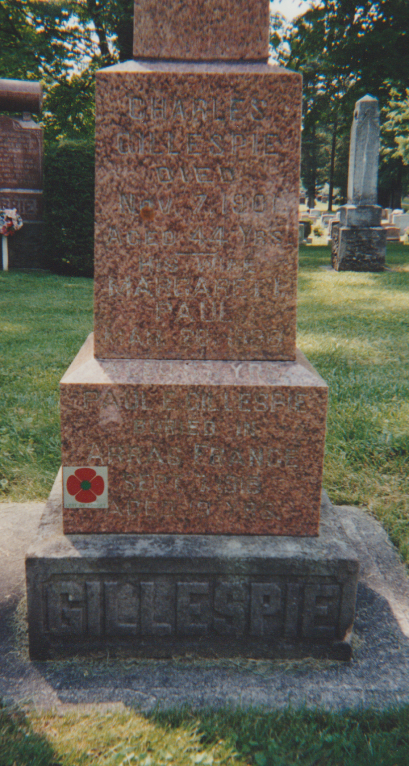 Ontario Tombstone: Charles Gillespie, Wingham Cemetery, Huron Co ...
